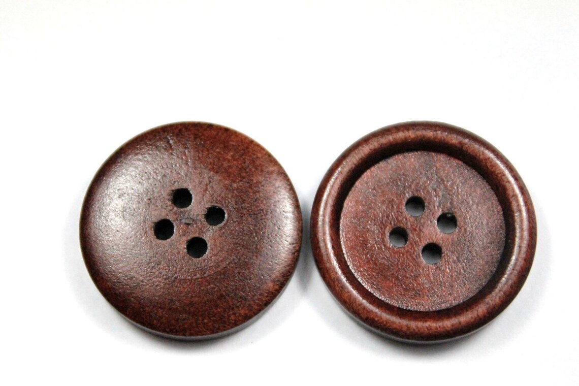 25mm Dark Brown Wooden Buttons - 4 Hole Wood Button - Wooden Buttons ...