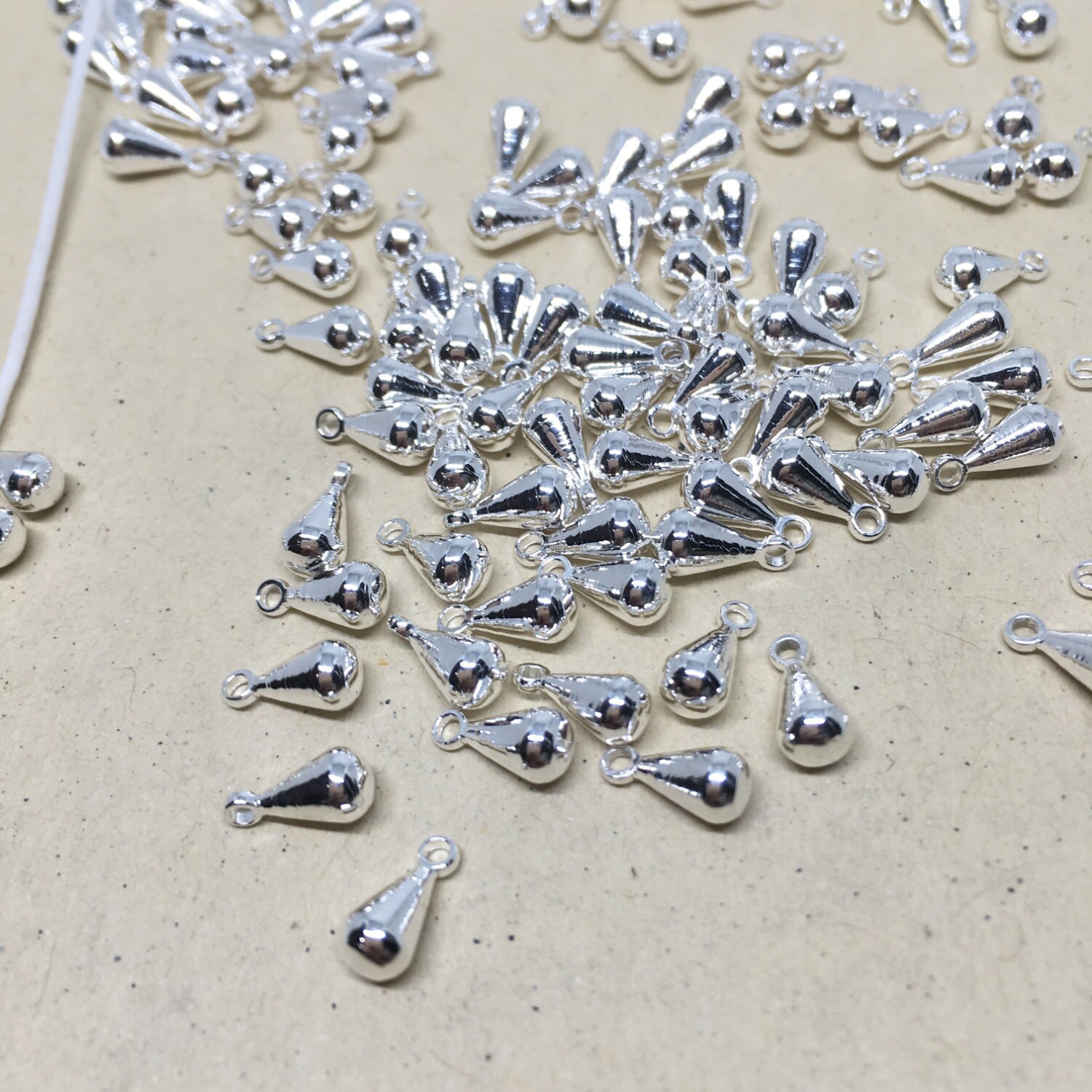 50 100 Pcs Silver Teardrop Beads Silver Beads Findings - Etsy