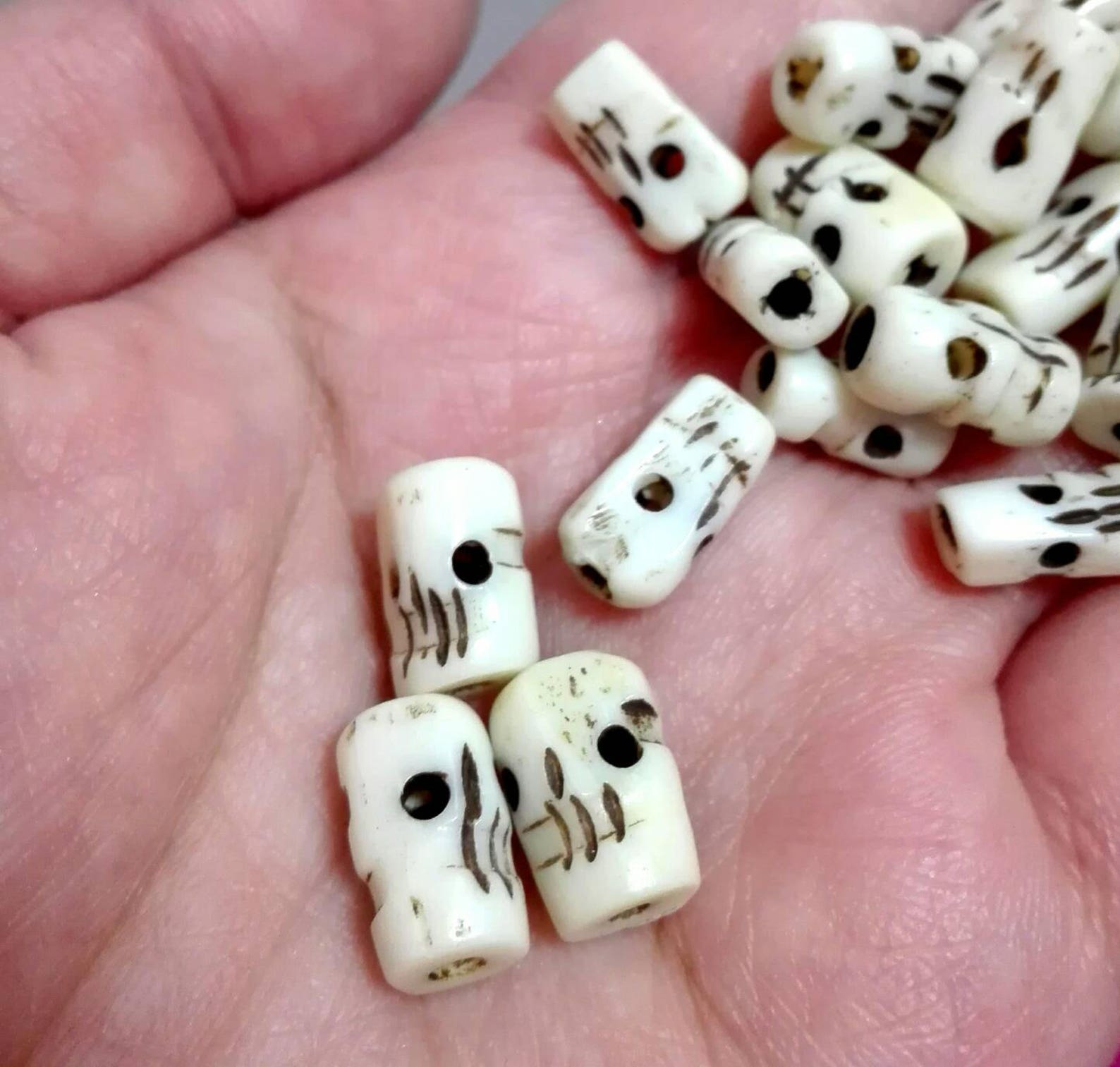 10pcs - Ancient Skull Animal Bone Beads - Skull Beads - Animal Bone ...