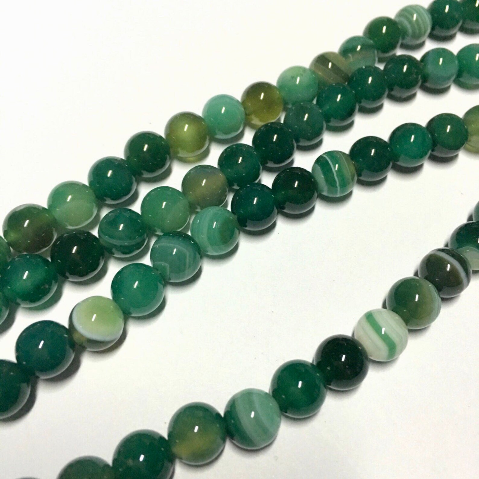 8mm Striped Agate Gemstone Beads Green Striped Agate 13 - Etsy