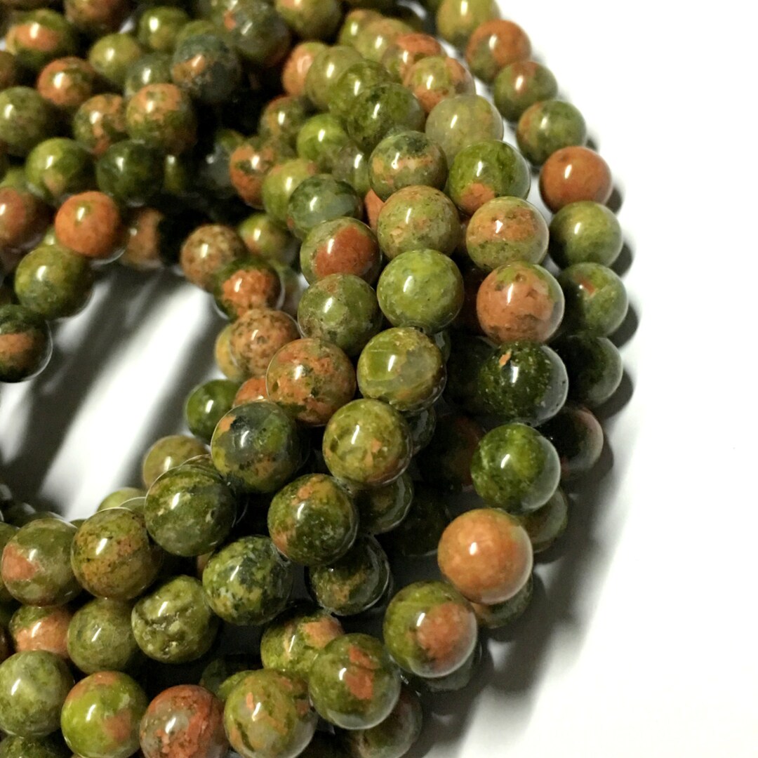 4,6,8,10mm Natural Unakite Gemstone Beads - 15.5inch Full Strand ...