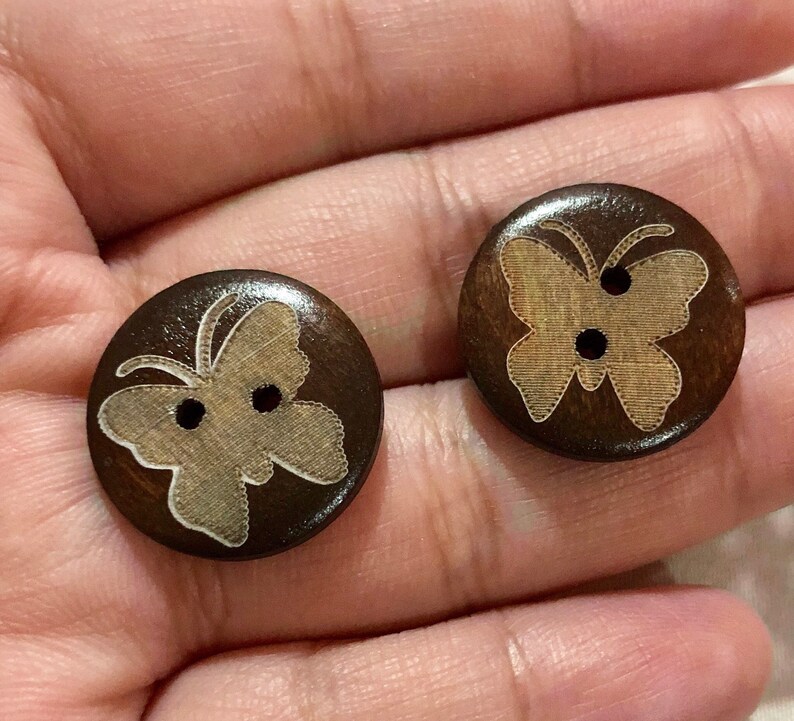 20mm Dark Brown Wooden Buttons 2 Hole Wood Button Wooden | Etsy