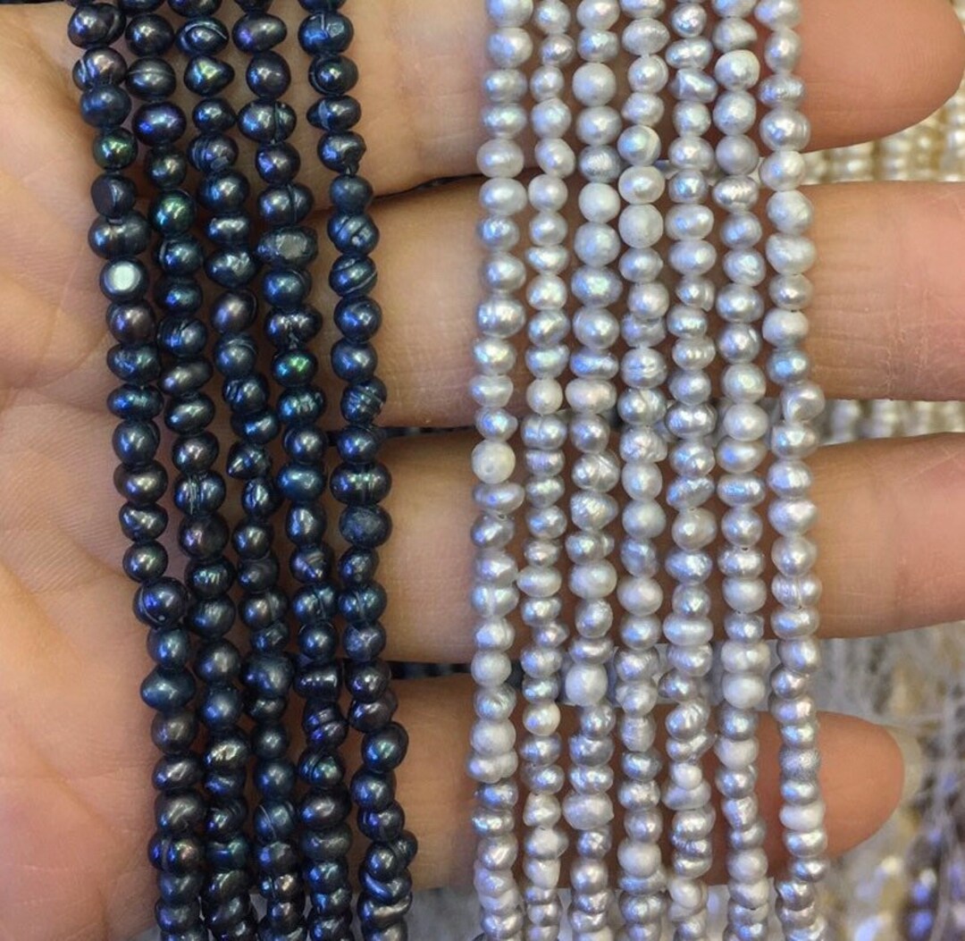 3-4mm Grey/black Pearl Beads - Baroque Pearl Beads - Freshwater Pearl ...