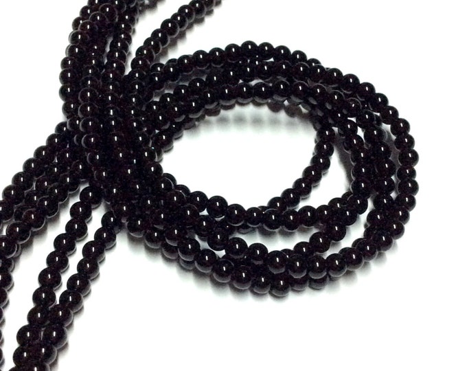 4mm Black Obsidian Gemstone Beads - 15inch Full Strand - Round Gemstone ...
