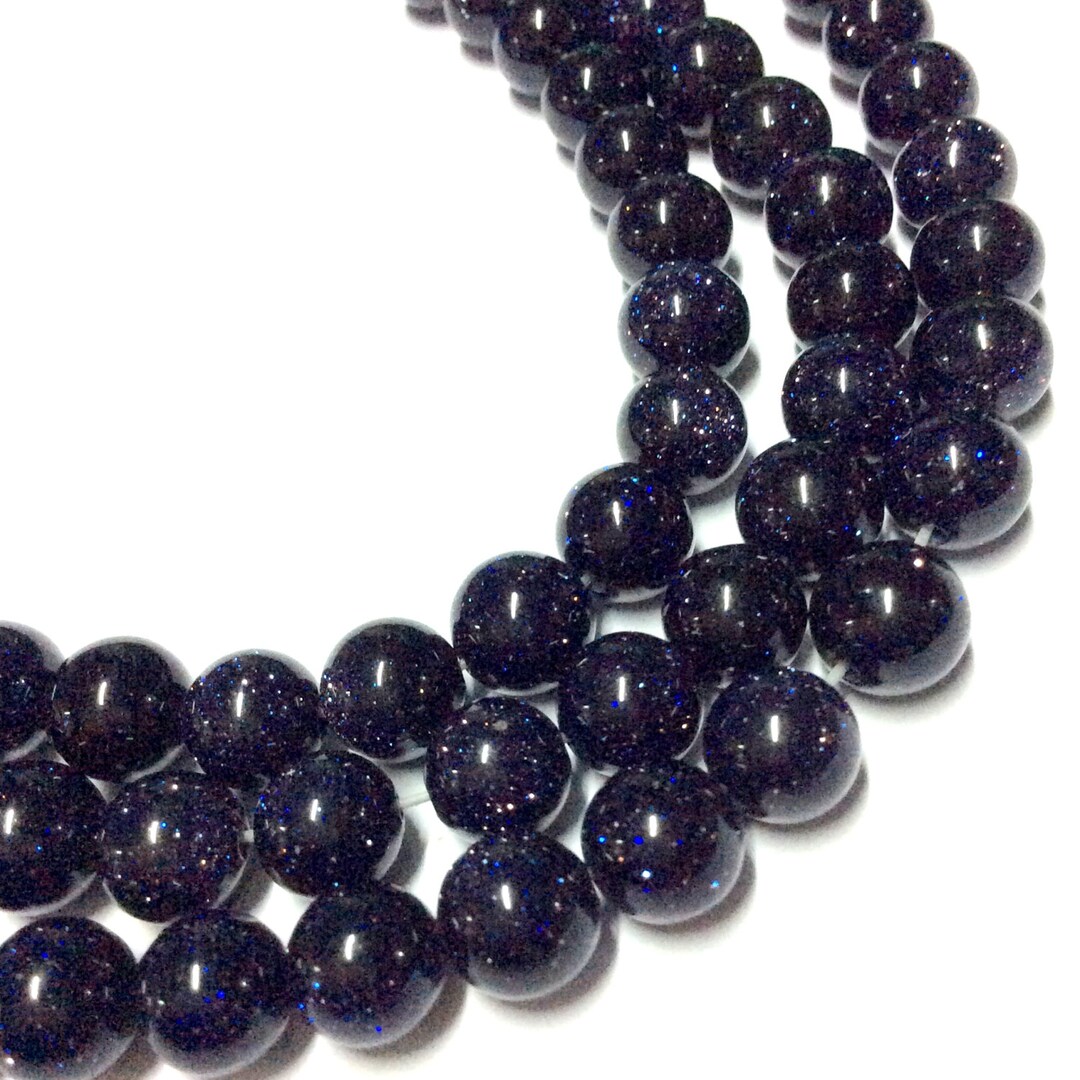 8mm Blue Sand Gemstone Beads - 15inch Full Strand - Round Gemstone ...