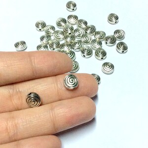 10 Pcs - Silver Swirl Spiral Flat Round Charms - Silver Swirl Spiral ...