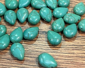 30pcs Turquoise Teardrop Gemstone Beads Permanent Finish - Etsy