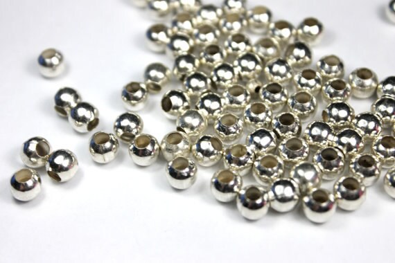 6mm Round Silver Beads 100 pcs Silver Balls Silver Plated | Etsy