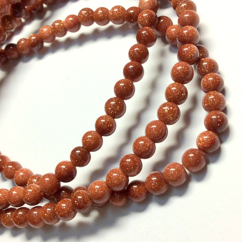 4mm Gold Sand Gemstone Beads - 15inch Full Strand - Round Gemstone ...