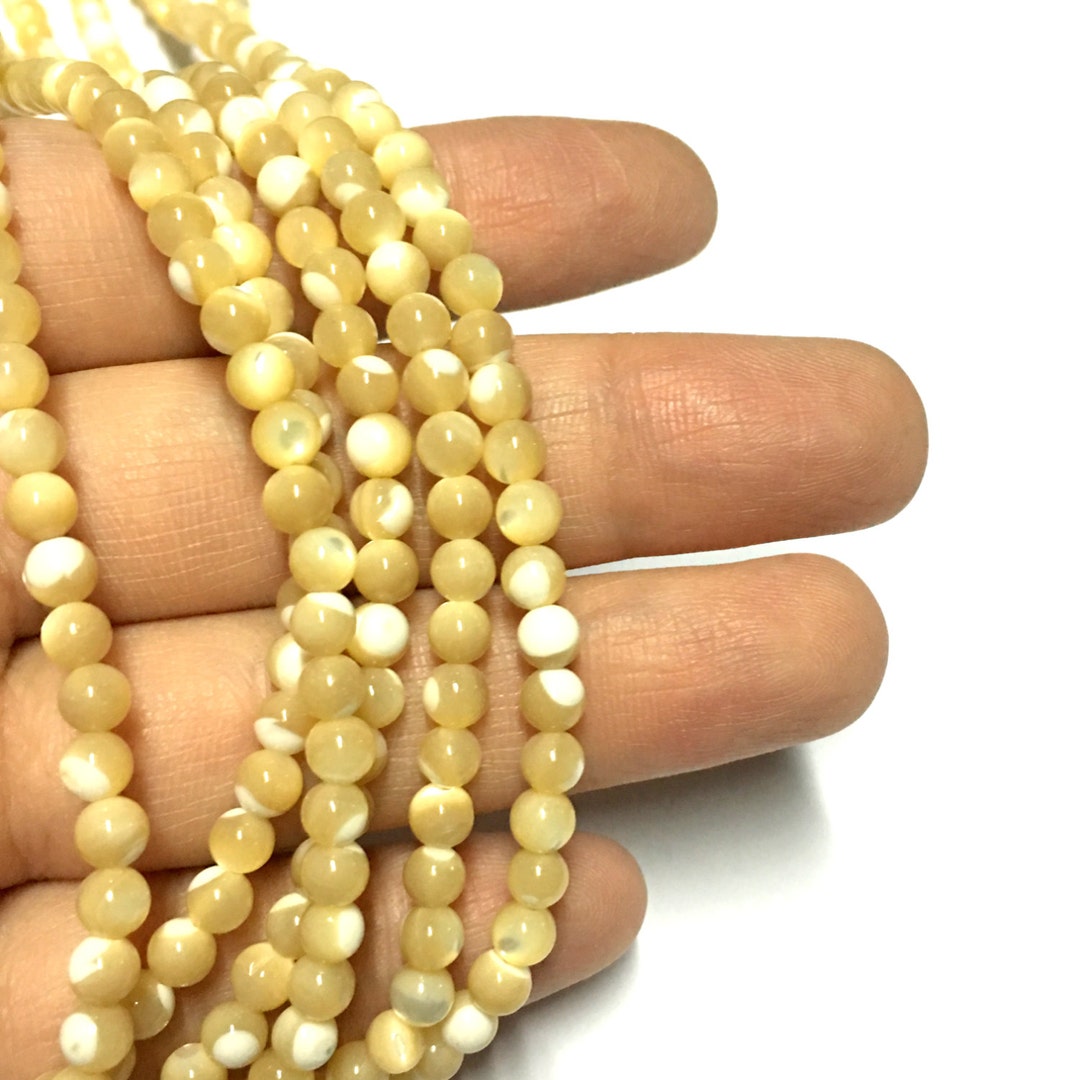 4mm Ivory Shell Beads - Shell Beads - 16inch Full Strand - Round ...