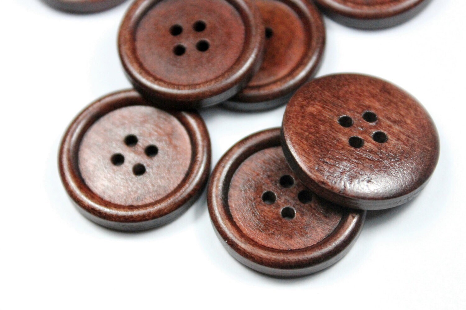 25mm Dark Brown Wooden Buttons 4 Hole Wood Button Wooden - Etsy