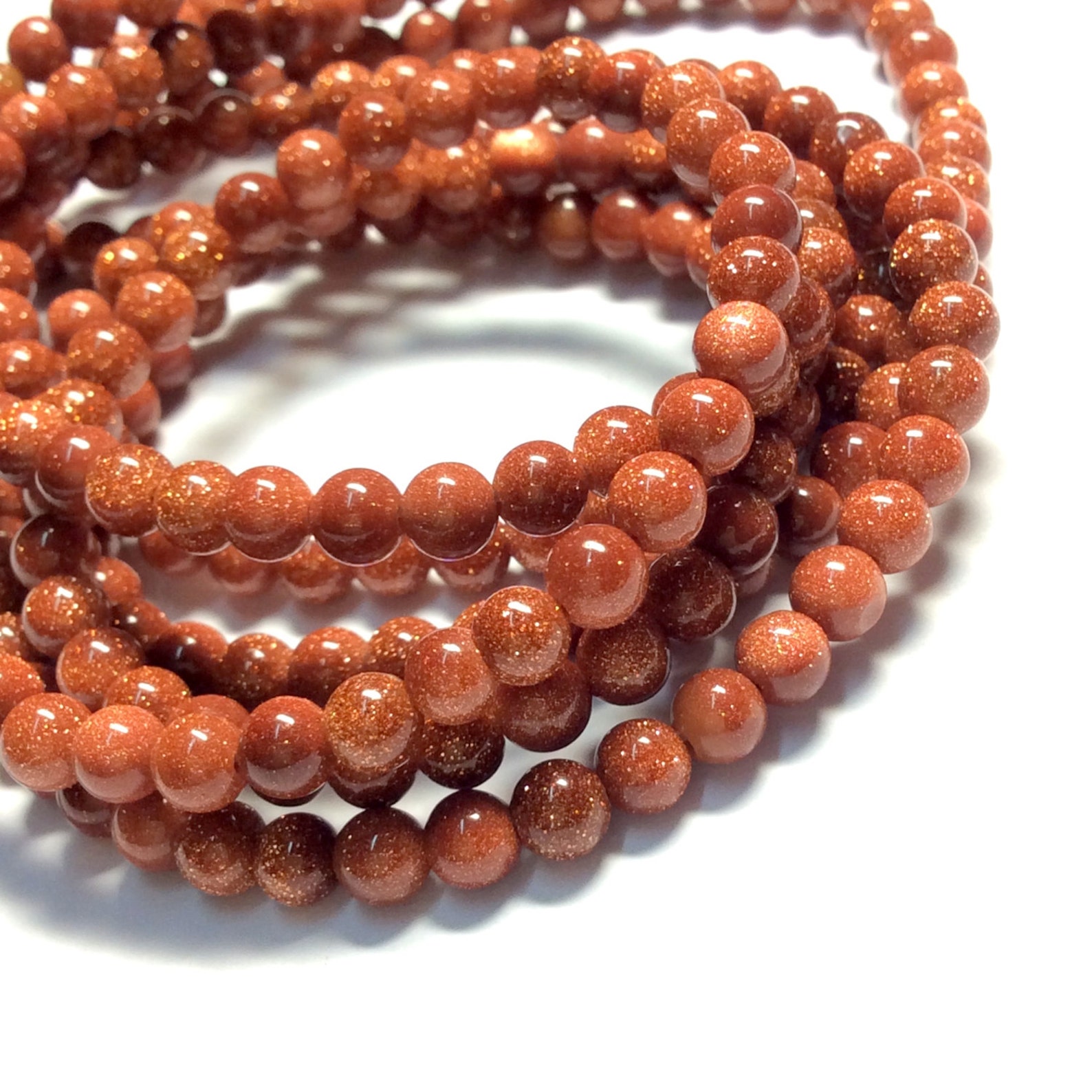 4mm Gold Sand Gemstone Beads - 15inch Full Strand - Round Gemstone ...