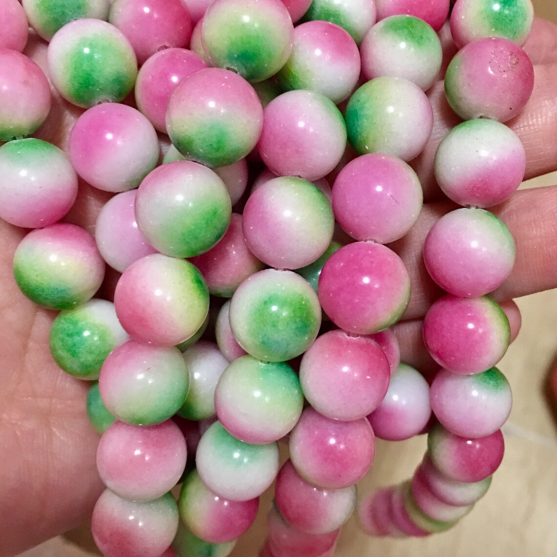 12mm Sweet Candy Jade Gemstone Beads - 15inch Full Strand - Round ...