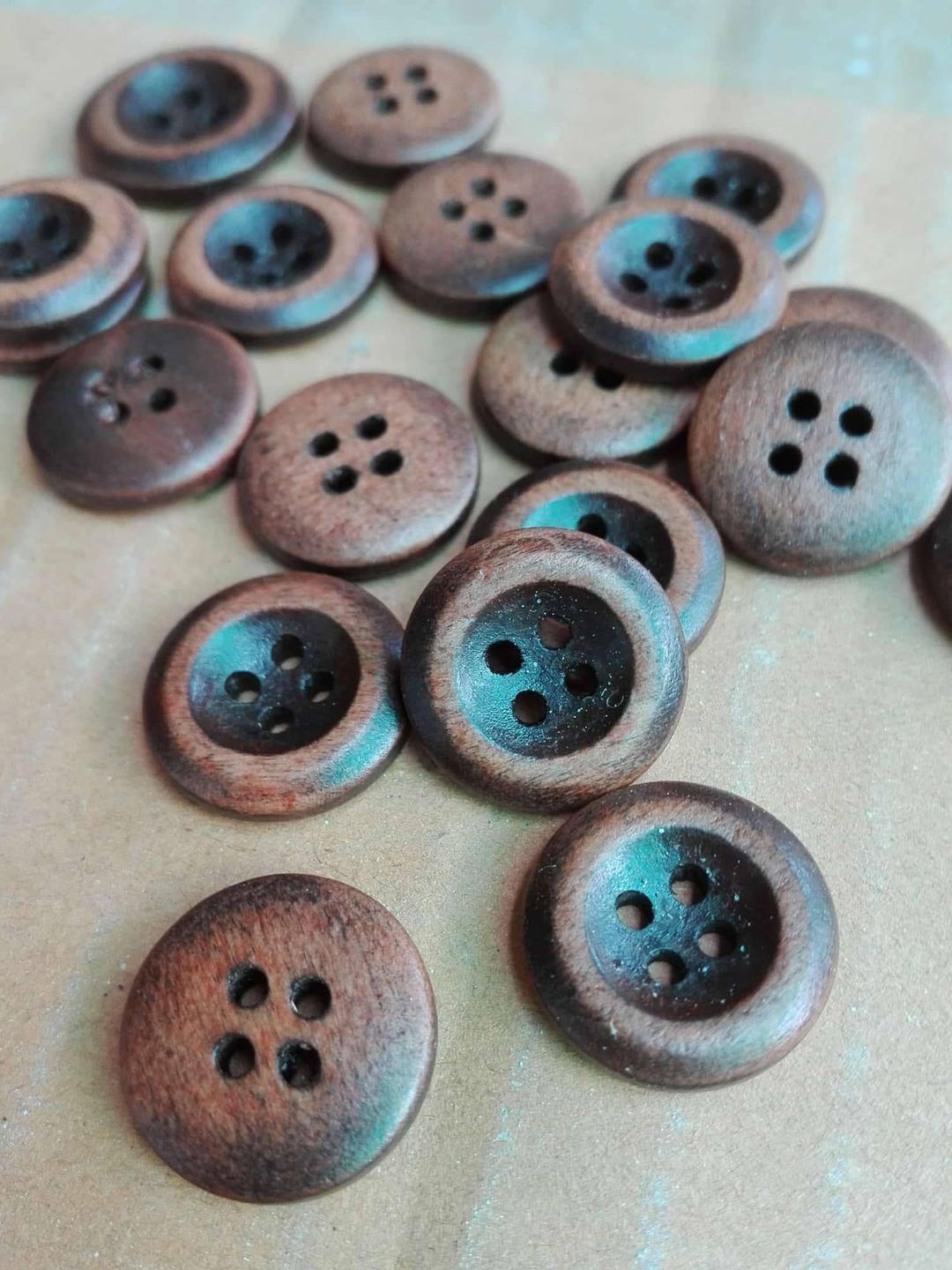 15mm Dark Brown Wooden Buttons - 4 Hole Wood Button - Wooden Buttons ...