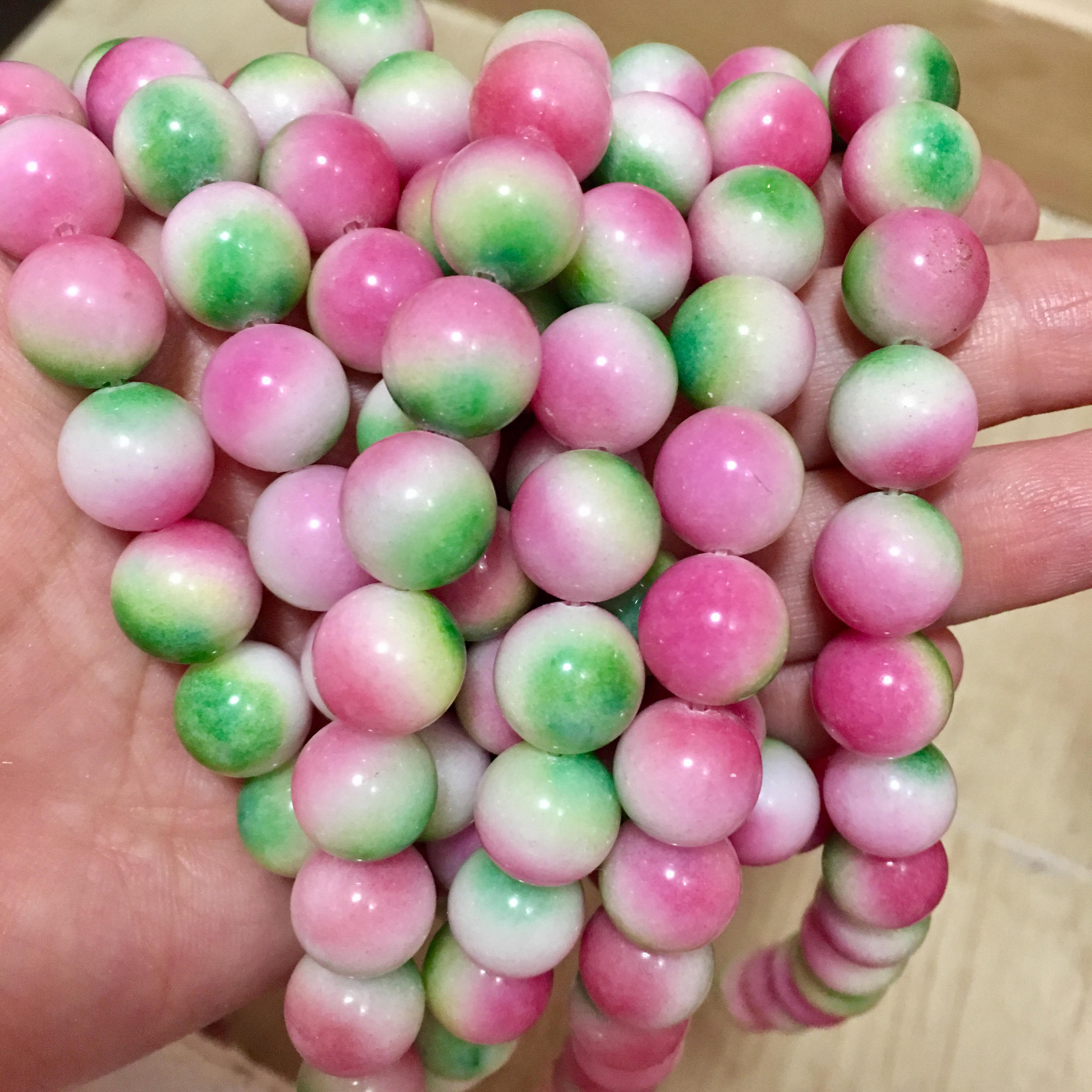 12mm Sweet Candy Jade Gemstone Beads - 15inch Full Strand - Round ...