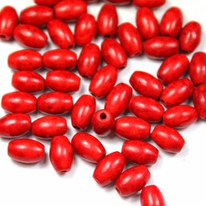 5mm Oval Red Turquoise Gemstone Beads - Permanent Finish - 16.5 Inch ...