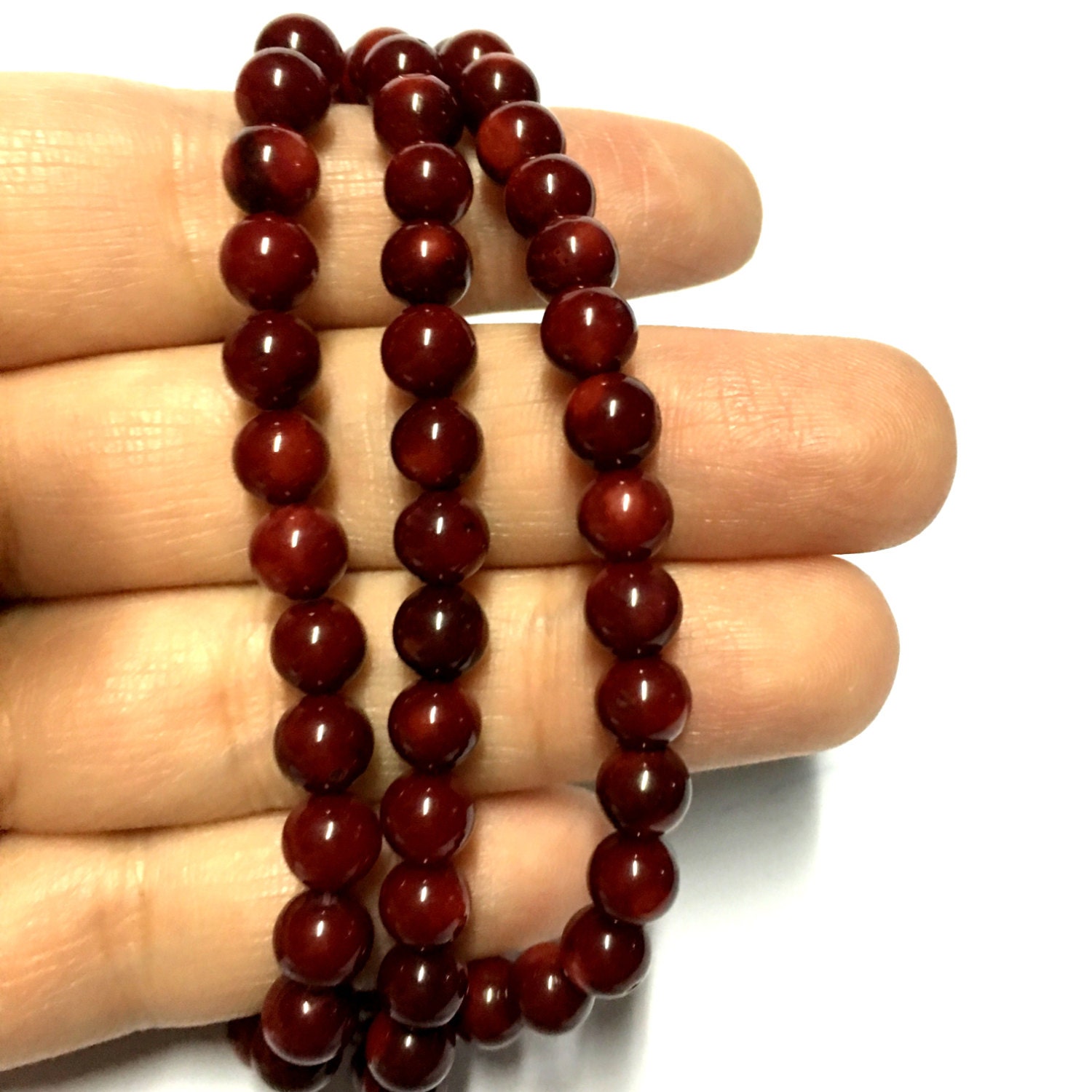 6mm Deep Red Coral Gemstone Beads 15.5inch Full Strand - Etsy