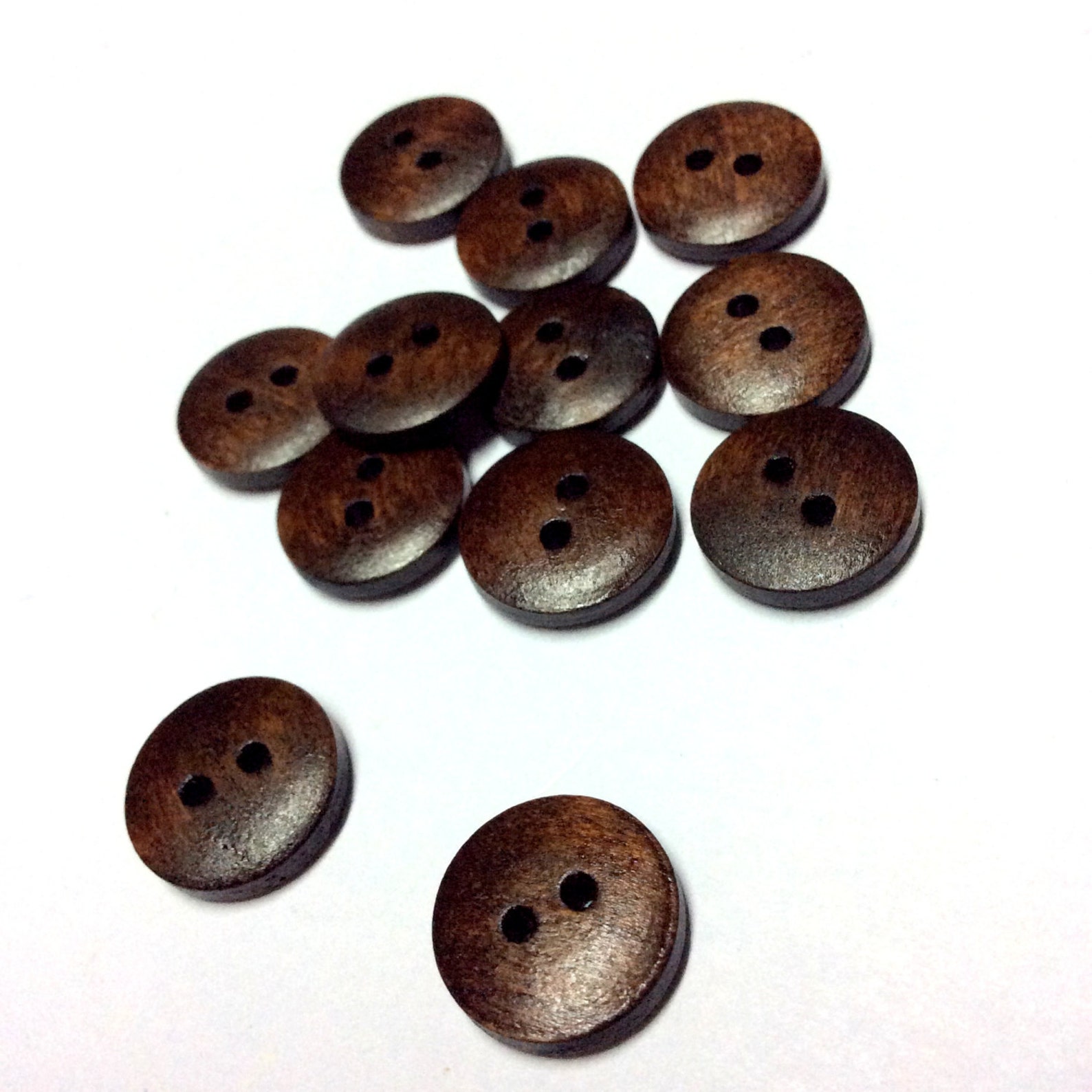 Dark Brown Coin Wooden Buttons - 2 Hole Wood Button - Wooden Buttons ...