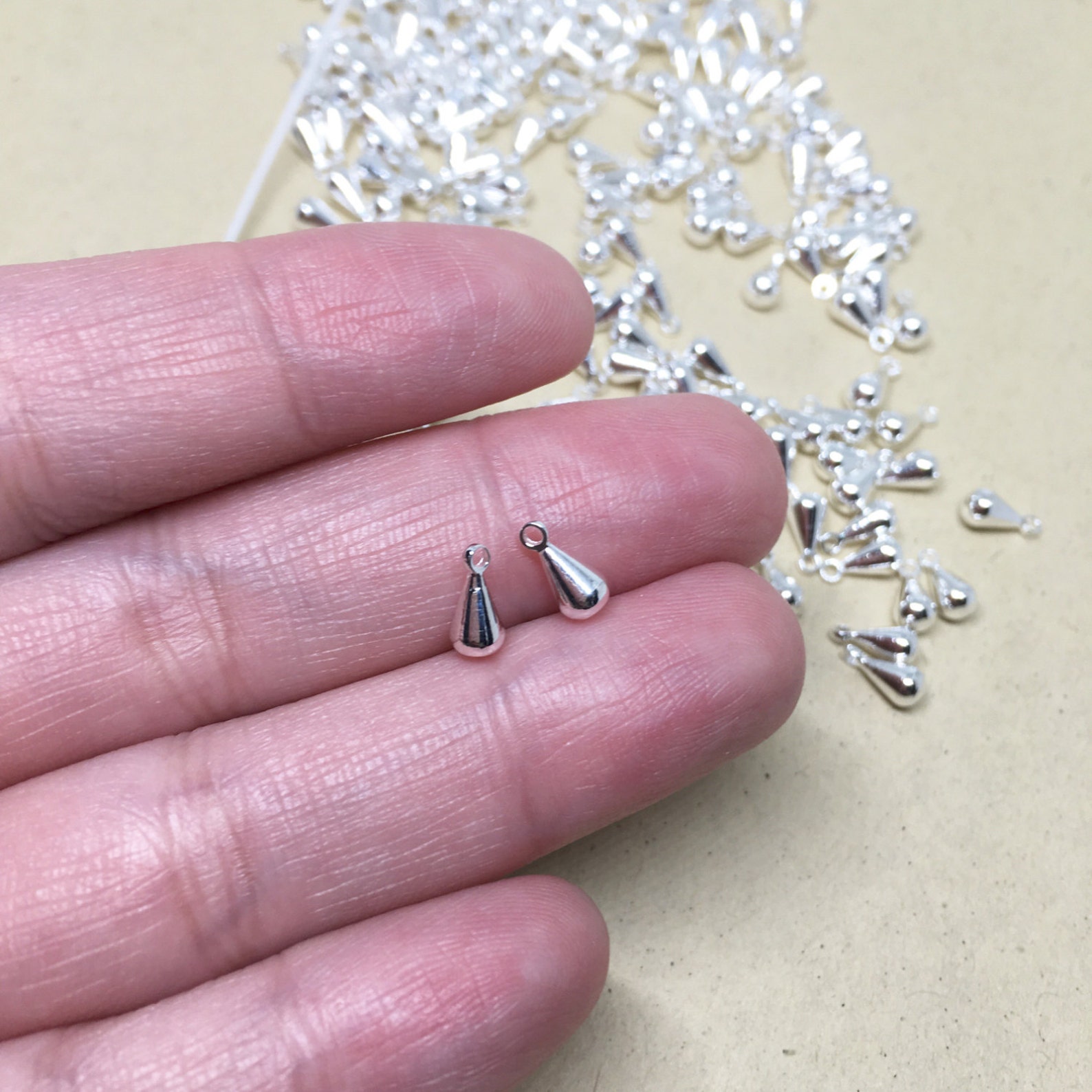 50 100 Pcs Silver Teardrop Beads Silver Beads Findings - Etsy