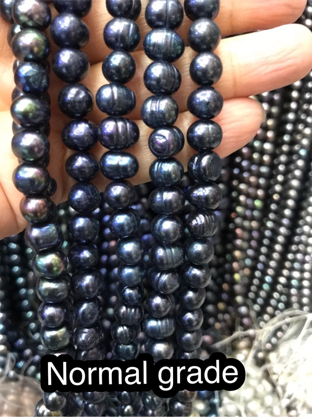 6,8mm Black Pearl Beads - Baroque White Pearl Beads - Freshwater Pearl ...