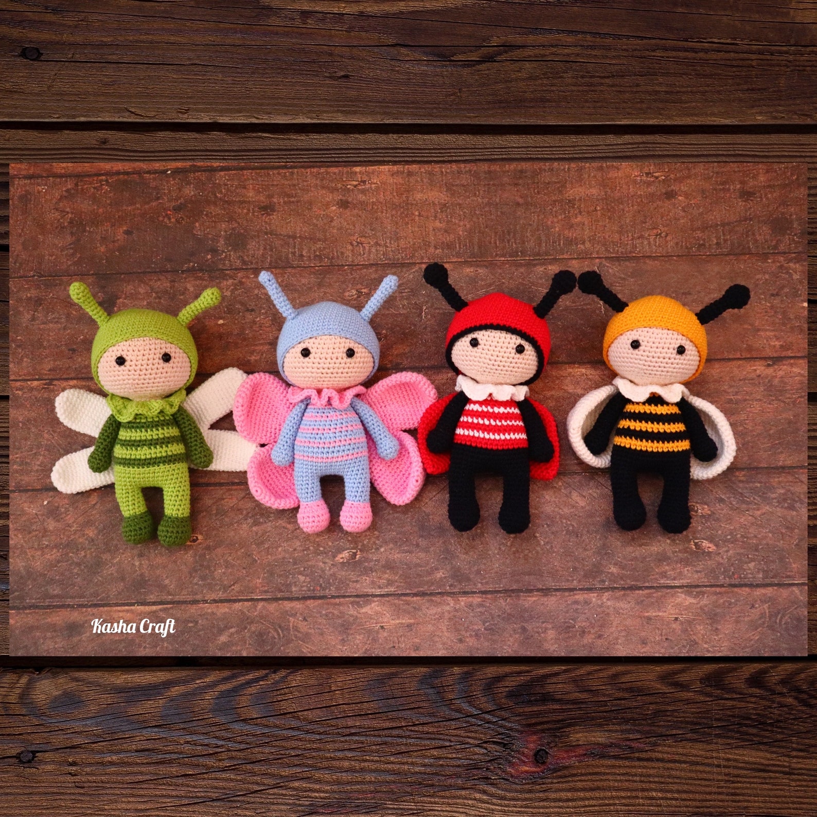 Cute Insects Amigurumi Crochet Doll Pattern, Butterfly, Bee, Dragonfly ...