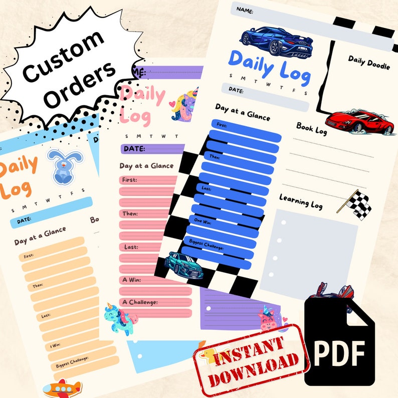 Daily Journal Boy Girl Racecar Theme Worksheet for Early Education ...