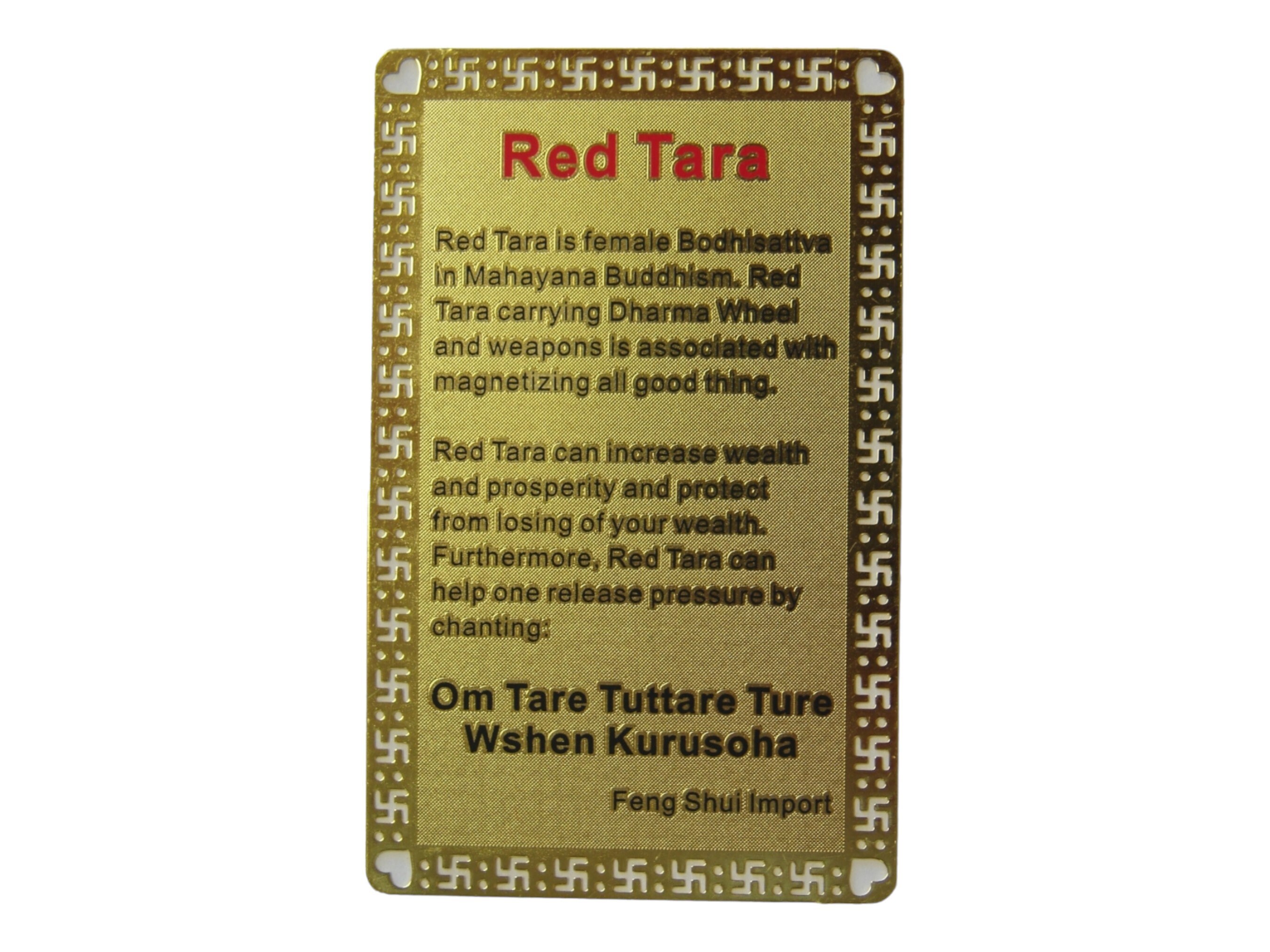 Feng Shui Metal Red Tara Talisman Card - Etsy