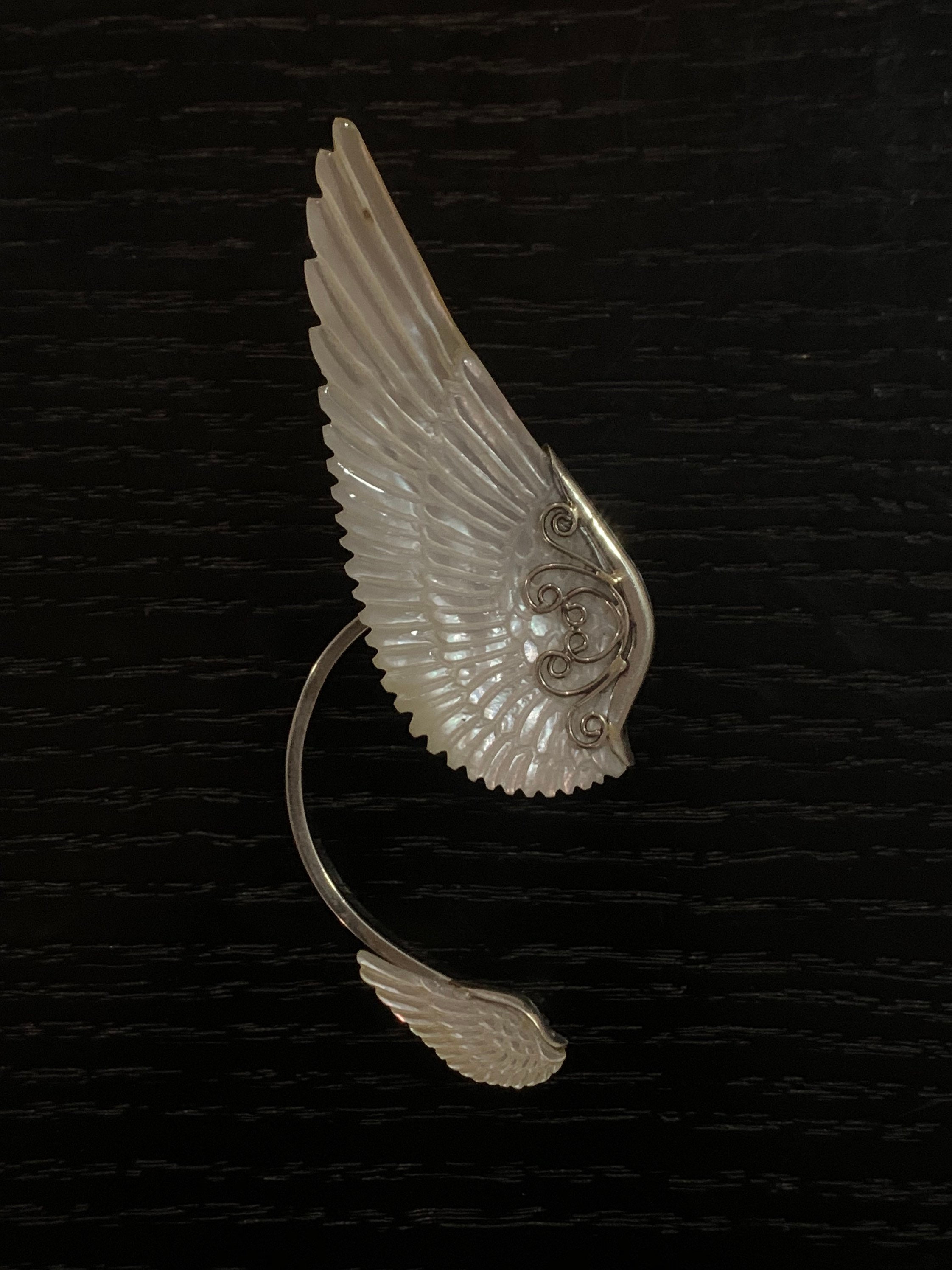 Angel Wing Ear Cuff. Natural Mother of Pear Shell Hand Carved - Etsy