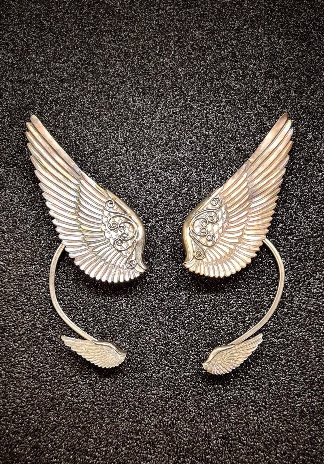 Angel Wing Ear Cuff. Natural Mother of Pear Shell Hand Carved - Etsy