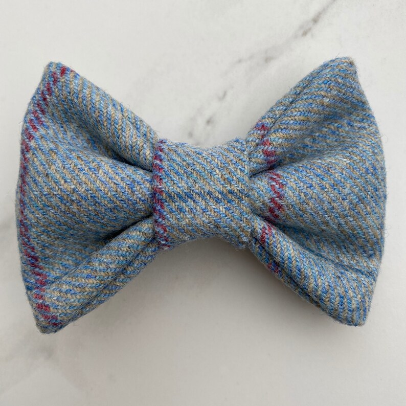 Periwinkle Blue Grey Pink Tweed Dog Collar Bow Lead Set Rose | Etsy