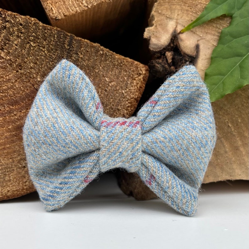 Periwinkle Blue Grey Pink Tweed Dog Collar Optional Bow Lead - Etsy