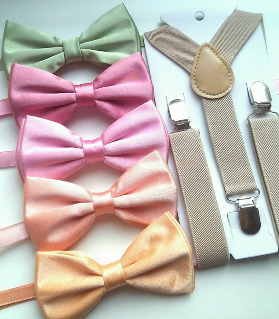Pastel Satin Bow Ties and Suspenders. Peach Bow Tie and Suspenders. Rose Bow Tie. Yellow Bow Tie. Light Green Bow Tie. Print Bow Tie Etsy