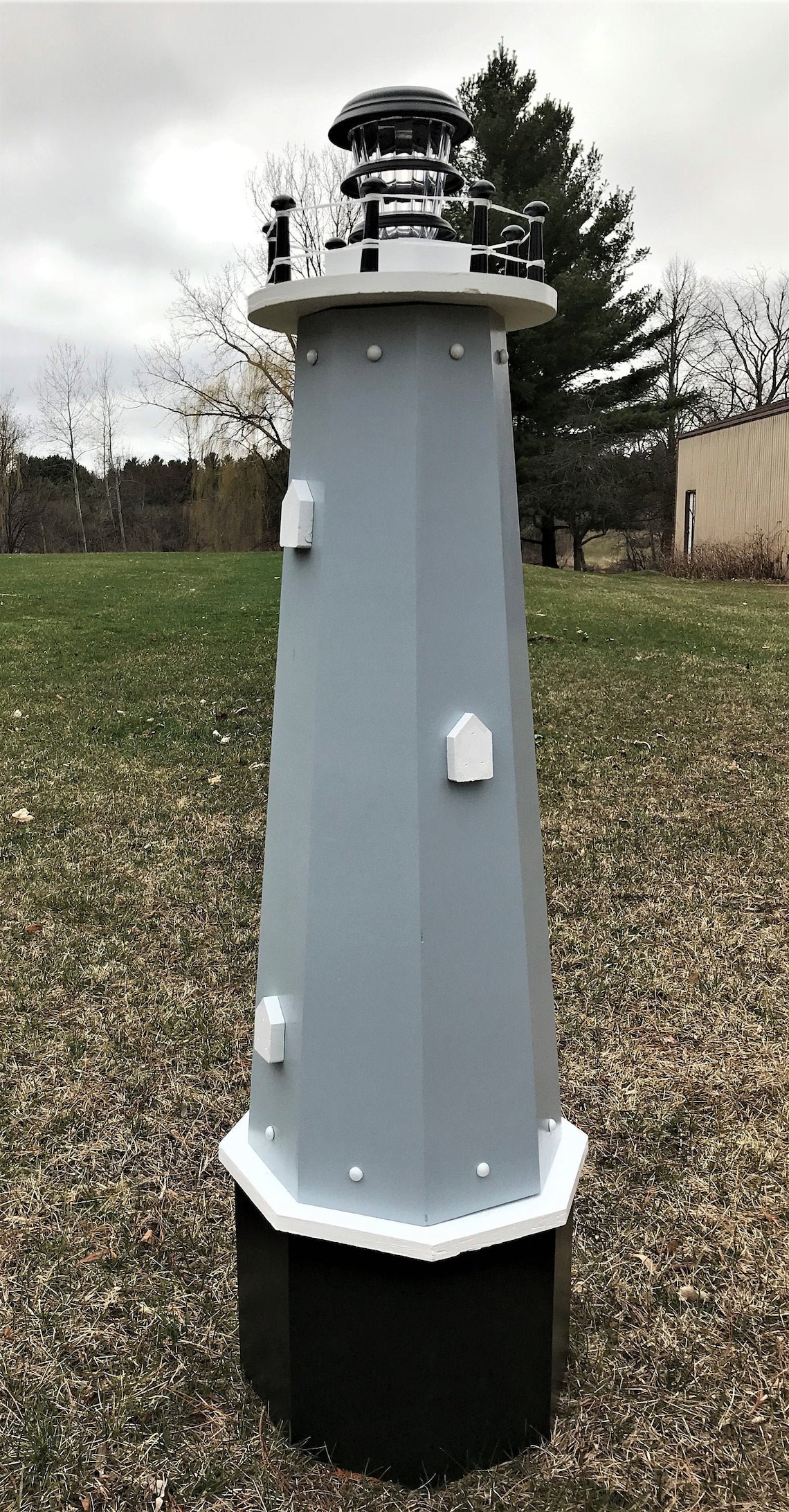 Lighthouse Well Pump Cover Lawn Solar Light Yard 48 Inch Wood - Gray ...