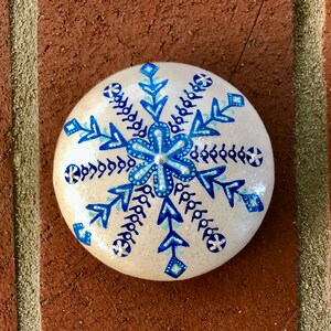 Snowflake Mandala Painted Rock - Etsy