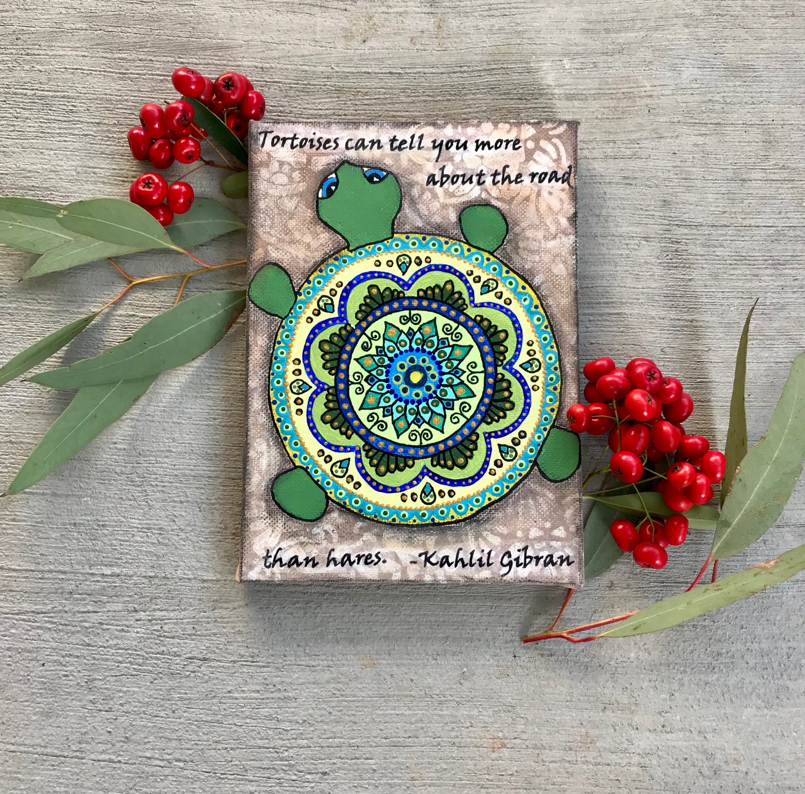 Tortoise Art Mixed Media Turtle Mixed Media Mandala Art | Etsy