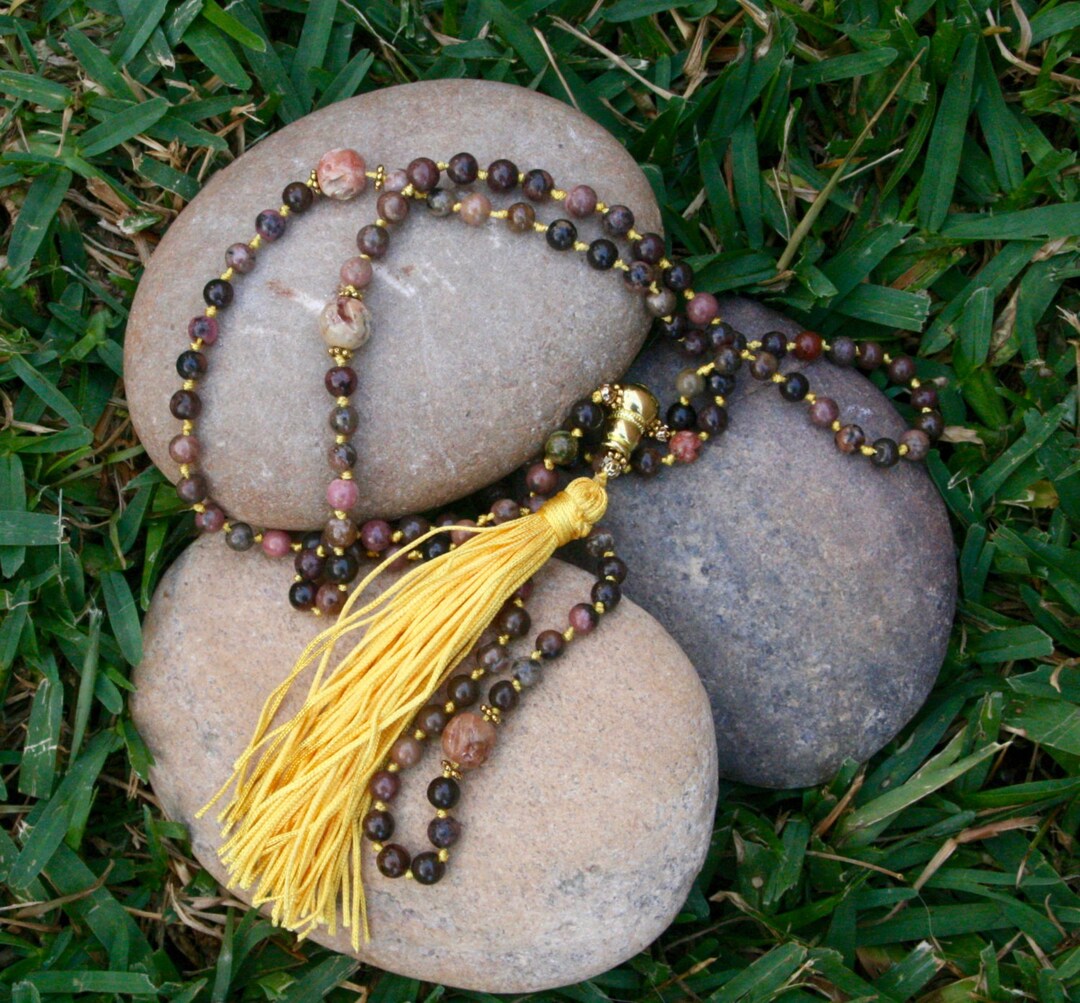 Rhodonite Japa Mala 108 Meditation Beads - Etsy