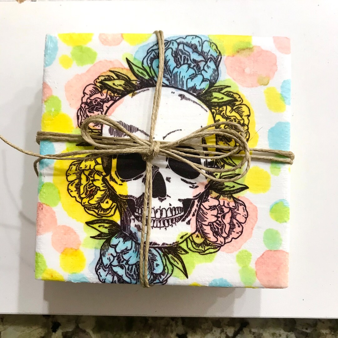 Skull Tile Coasters - Etsy