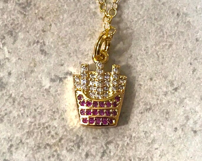 Gold Filled Crystal French Fries Necklace | Etsy