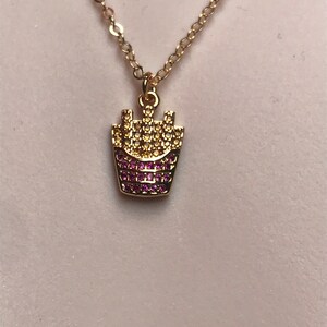 Gold Filled Crystal French Fries Necklace - Etsy