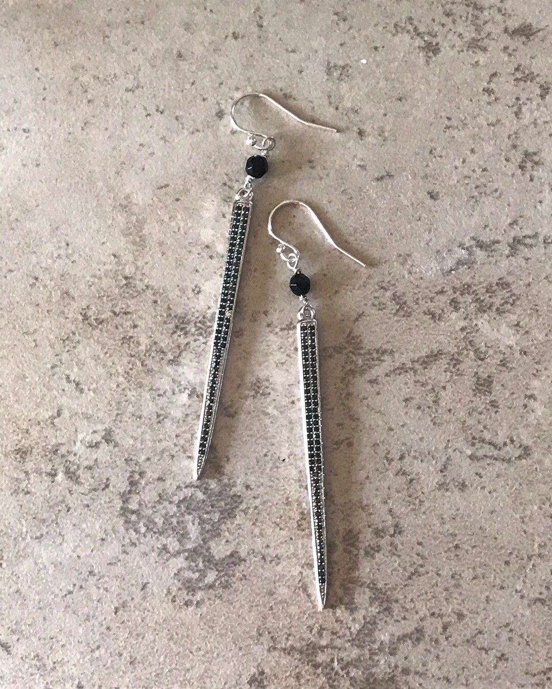 Black Crystal dagger and Black Onyx Earrings - Etsy