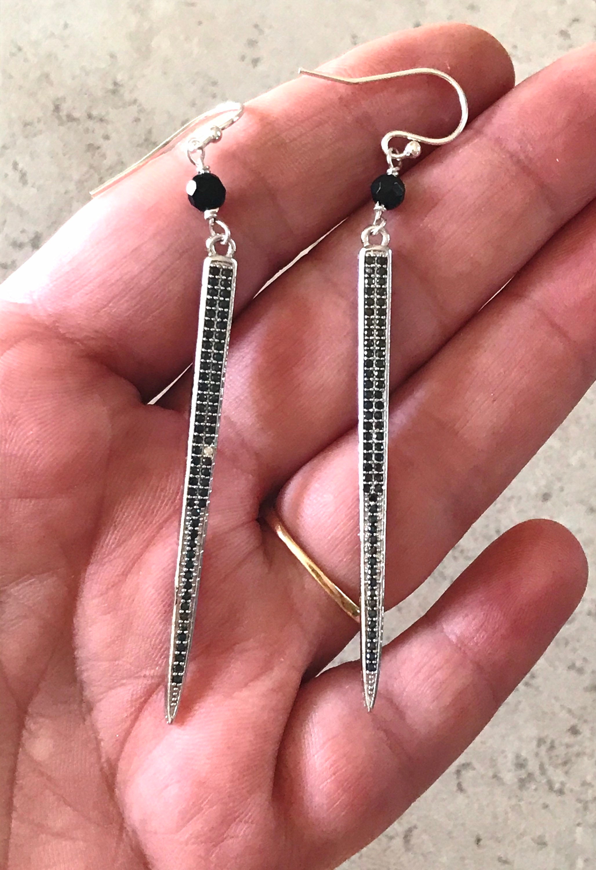Black Crystal dagger and Black Onyx Earrings - Etsy