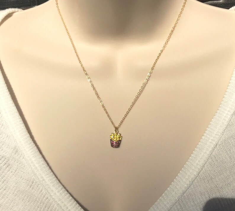 Gold Filled Crystal French Fries Necklace - Etsy