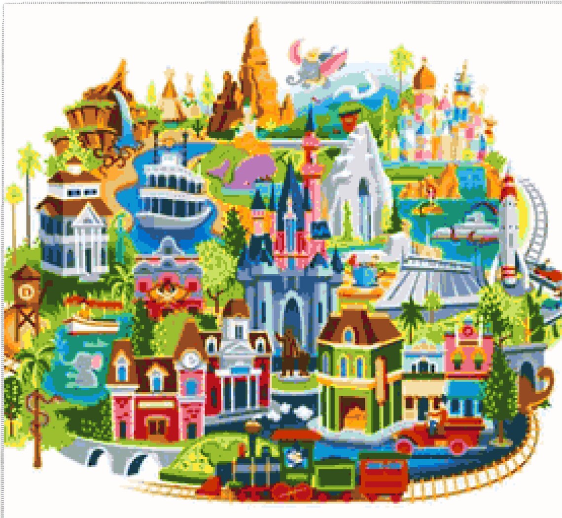 Magic Kingdom Map Art 086 Modern Cross Stitch Pattern Counted - Etsy