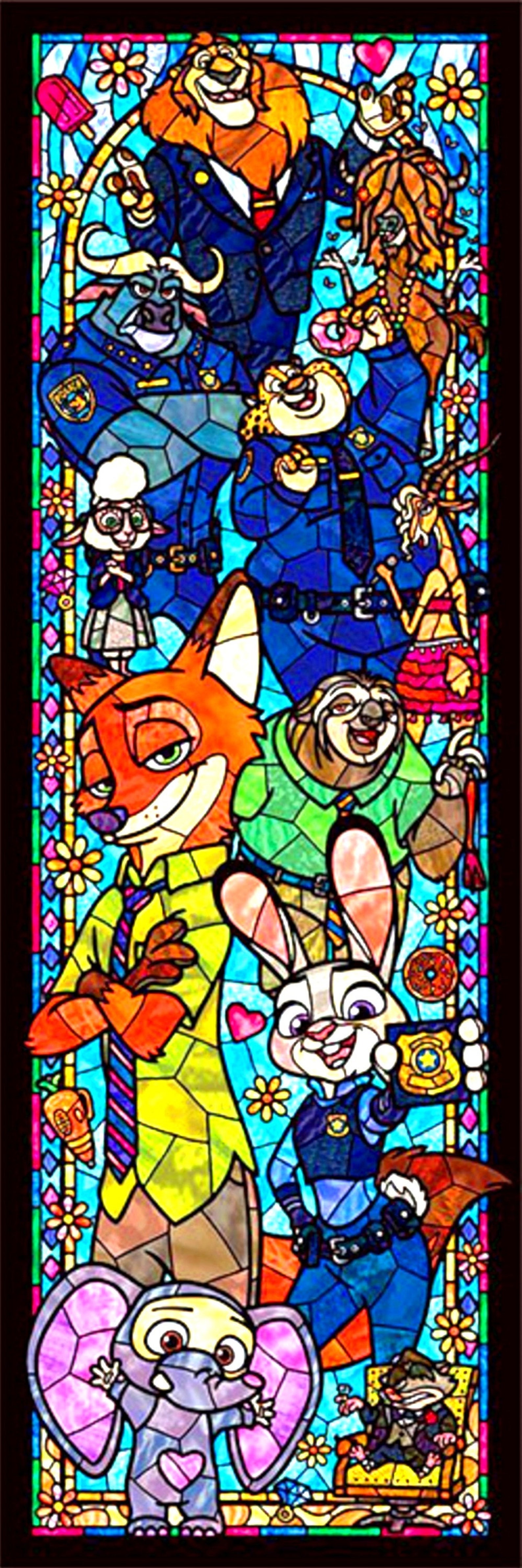 Zootopia Cartoon Stained Glass 513 Fairy Tale Modern Cross - Etsy