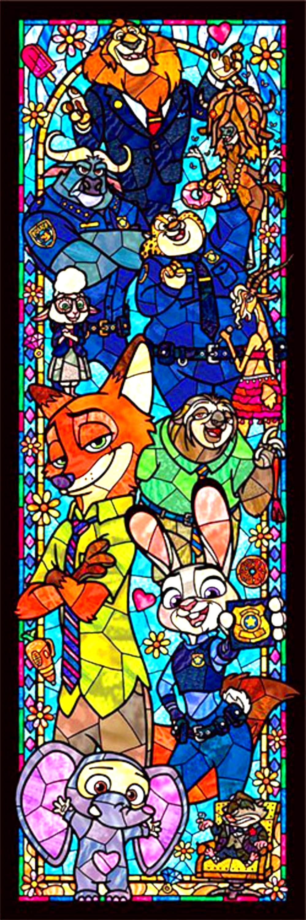 Zootopia Cartoon Stained Glass 513 Fairy Tale Modern Cross | Etsy