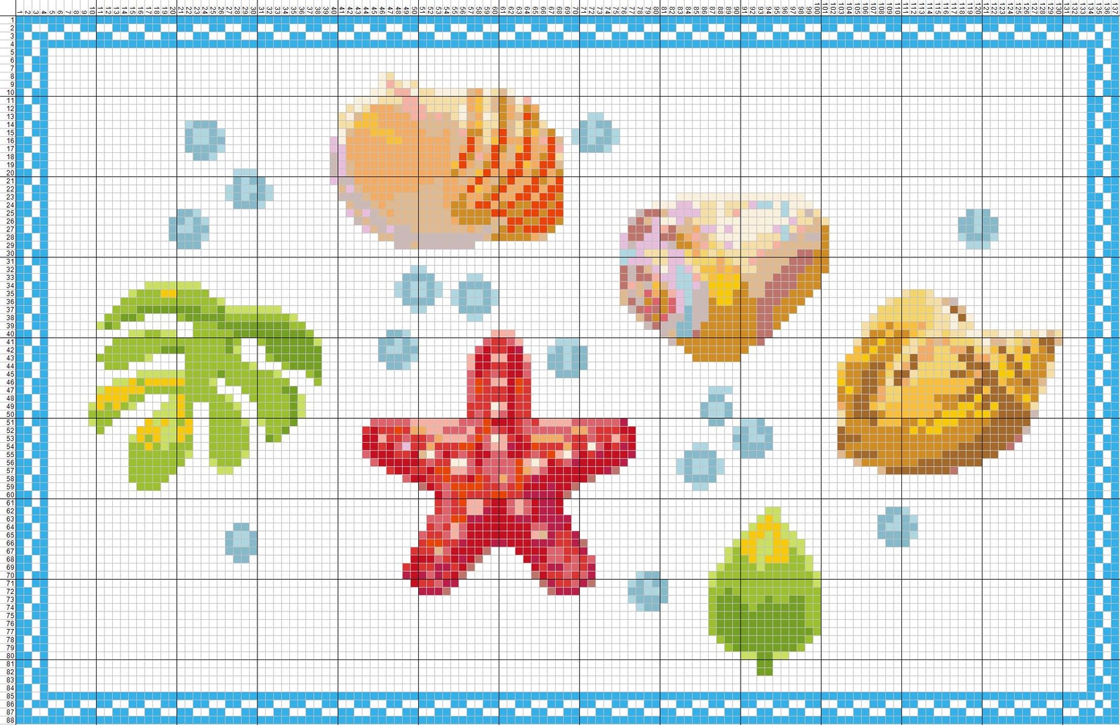 Seashells Still Life Seascape 898 Modern Easy Cross Stitch - Etsy