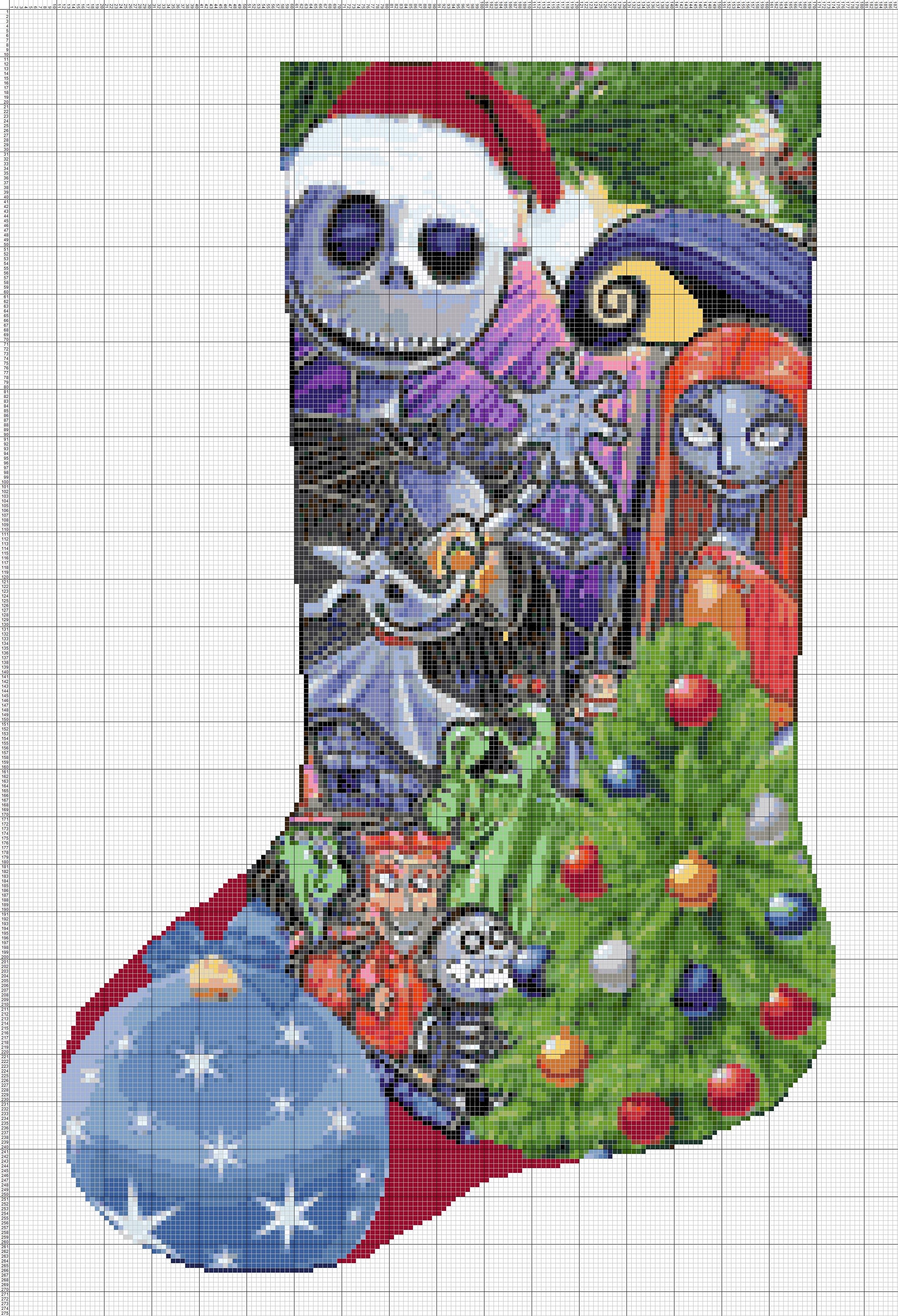Christmas Stocking Cross Stitch Pattern Nightmare Before - Etsy