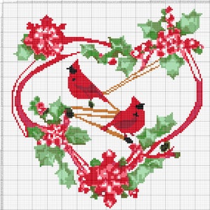 DIY Cross Stitch Pattern Red Cardinal Christmas Pattern PDF 485 Count ...