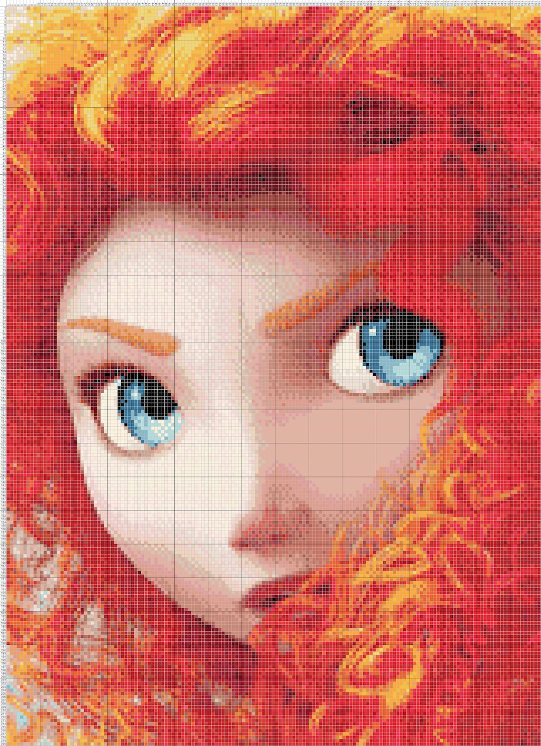 Brave Merida Fairy Tale Princess 842 Modern Cross Stitch Pattern ...