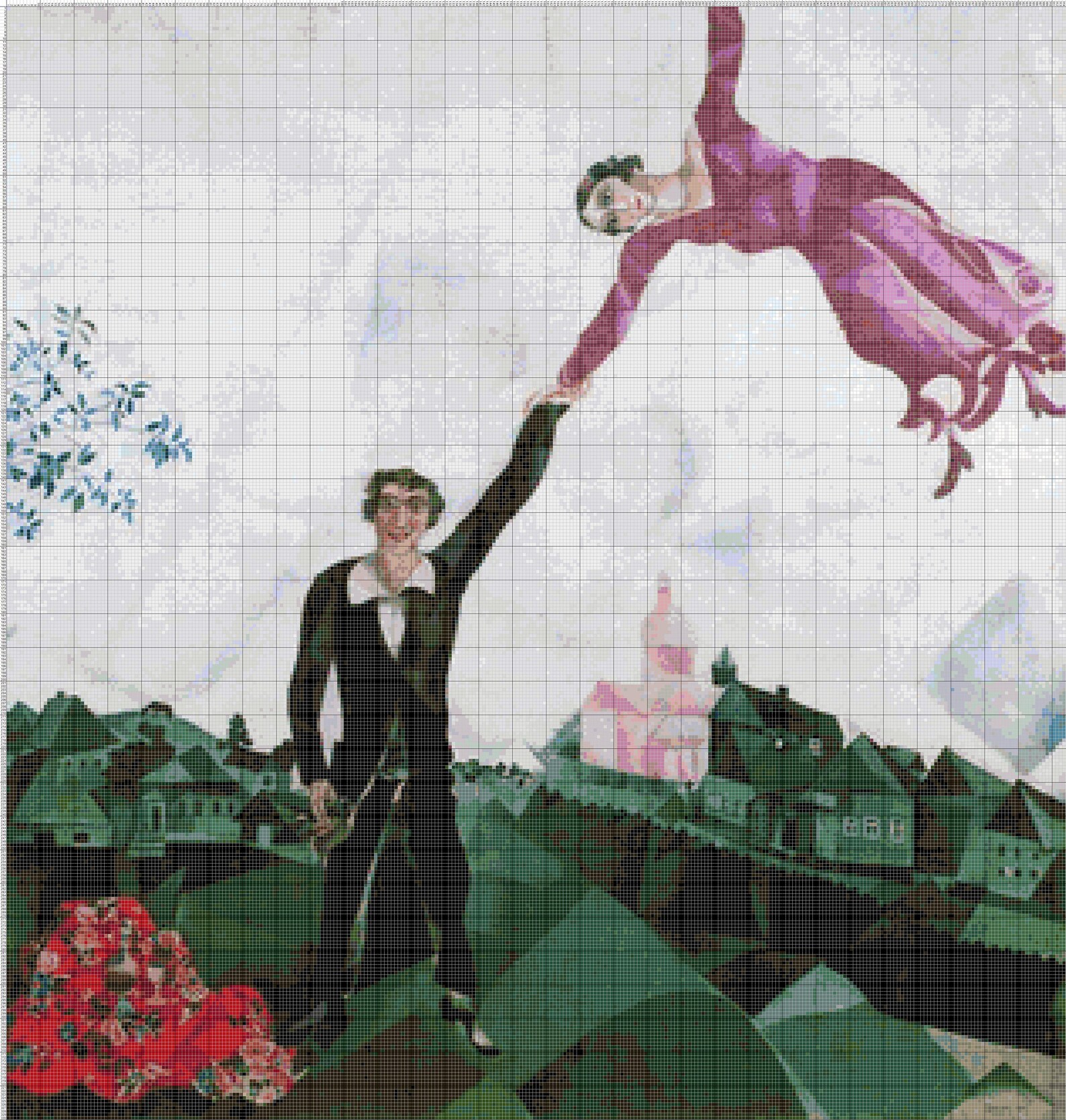 Marc Chagall the Walk 644 Cross Stitch Pattern Counted Cross | Etsy